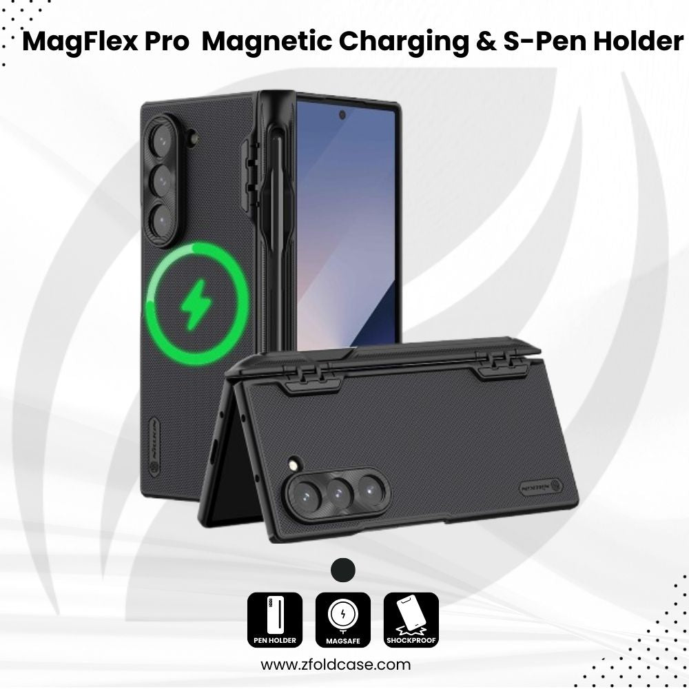 MagFlex Pro Z Fold 6, 5 Magnetic Charging & S-Pen Holder Case – Z Fold Case