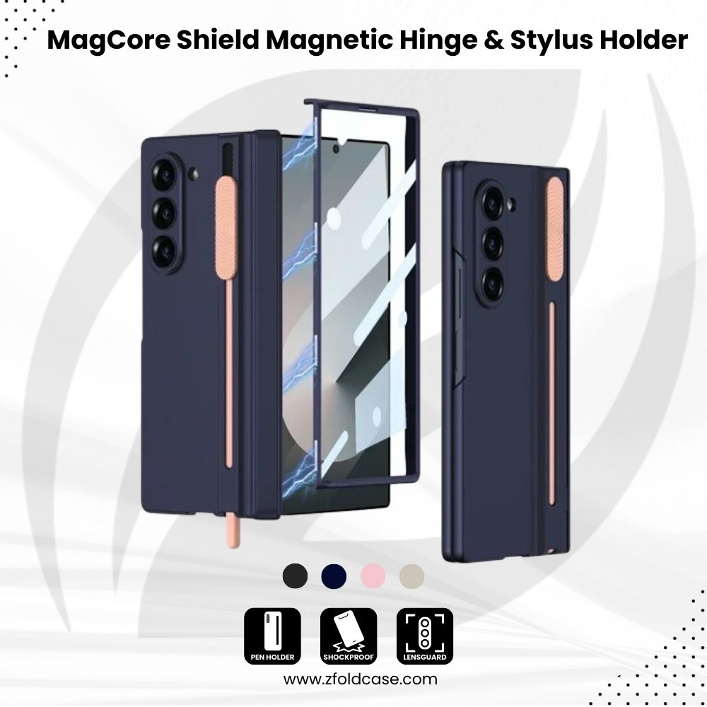 MagCore Ultra-Slim Shield Z Fold 7, 6, 5 - Magnetic Hinge & Stylus Hol ...
