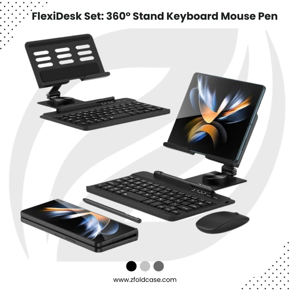 FlexiDesk Z Fold Wireless Keyboard, 360° Stand, Mouse, Pen Set – Z Fold ...