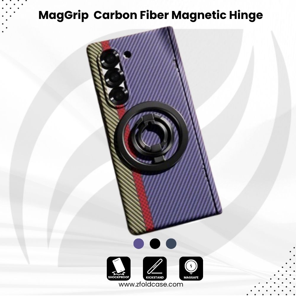 MagGrip Fold –Z Fold 7, 6, 5 Carbon Fiber Magnetic Hinge Case – Z Fold Case